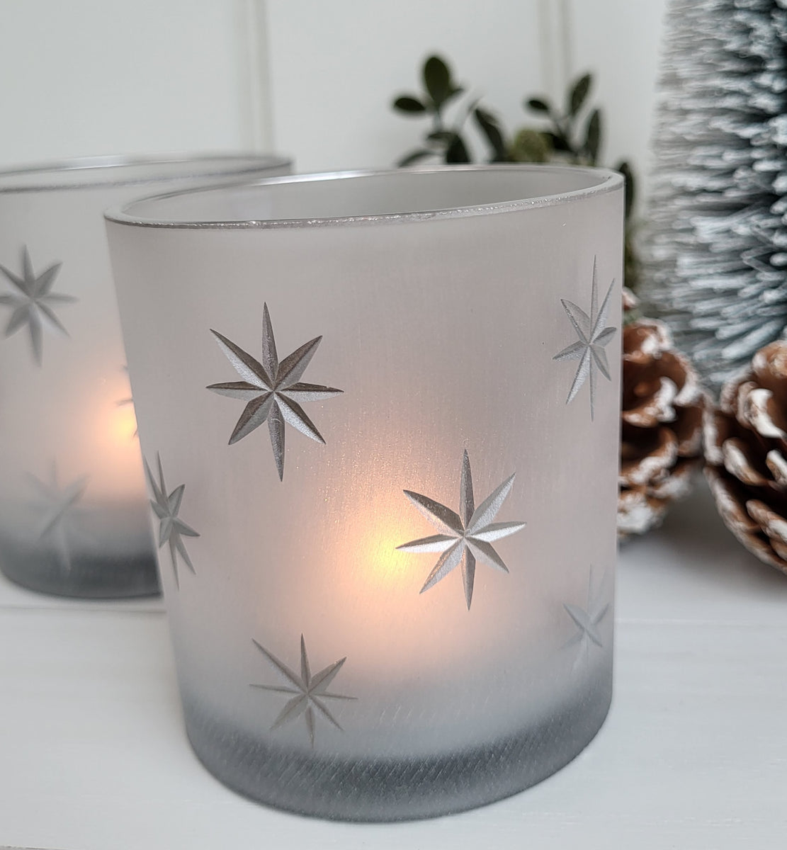 Frosted Star tea light Holder - Silver – EllieGrey